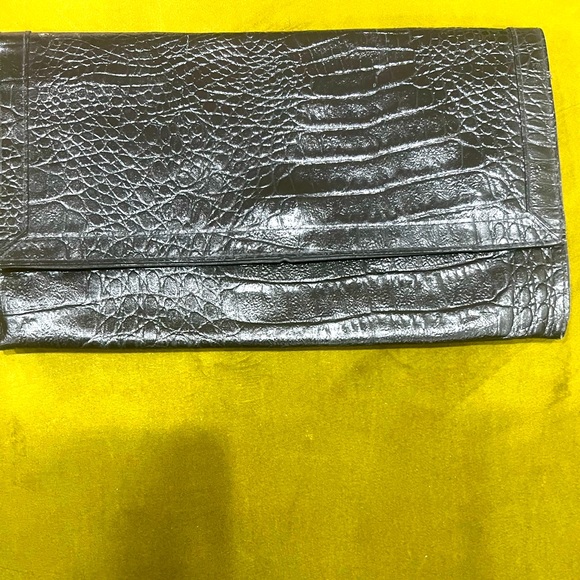 Bags | Alligator Embossed Leather Clutch | Poshmark